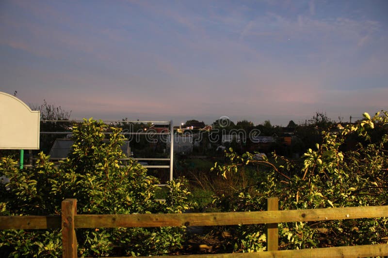 Several Allotment Plots Taken at Dusk Stock Image - Image of blue ...