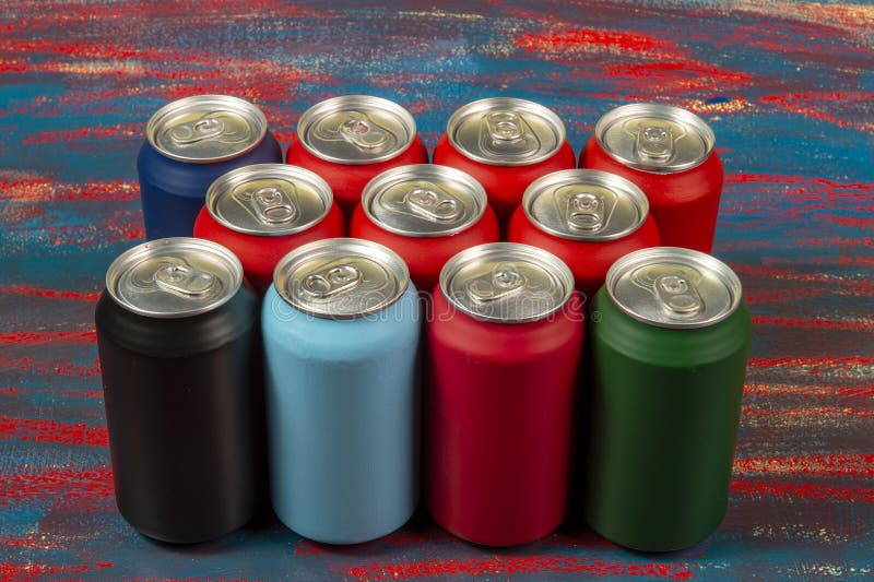 Several Aluminum Soda Cans in Assorted Colors Stock Image - Image of ...