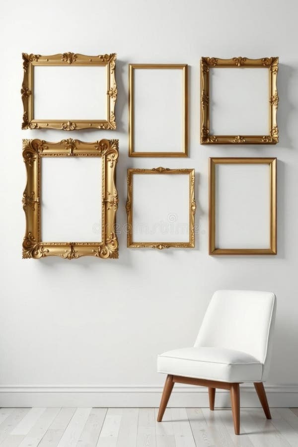 Several Antique Gold Frames in Varying Sizes Create an Artistic Gallery ...
