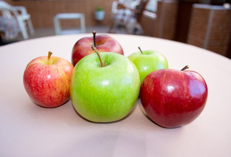 Some apples on table stock image. Image of season, background - 153325987