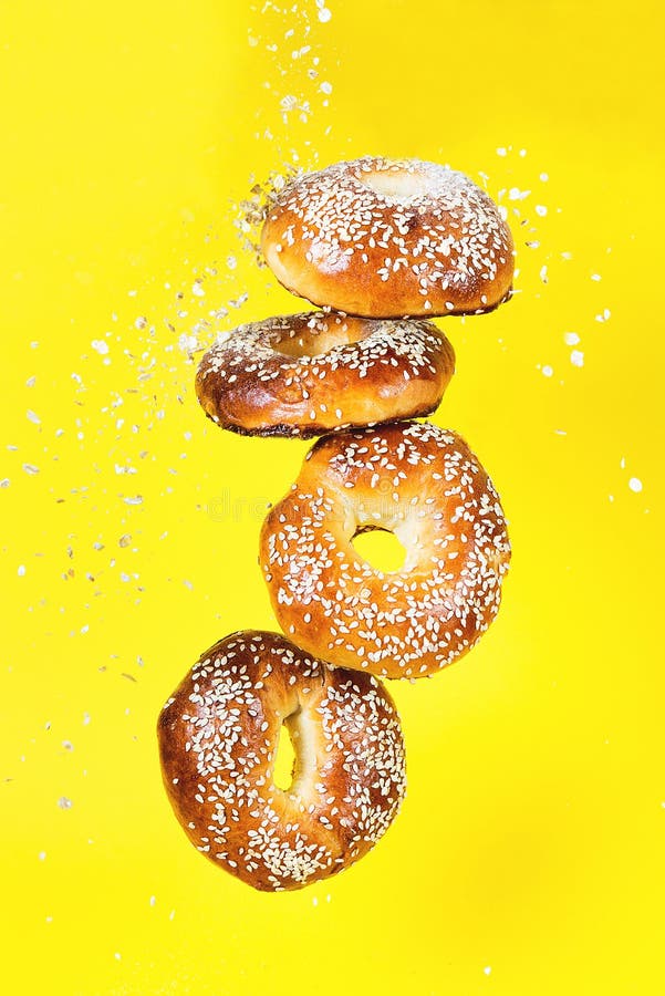 Flying bagels stock image. Image of cooked, flying, food - 17791817