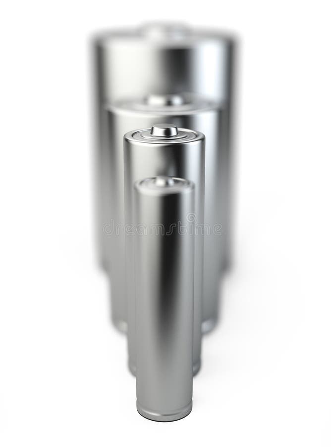 Several Batteries in Perspective Closeup View with Depth of Field Stock ...