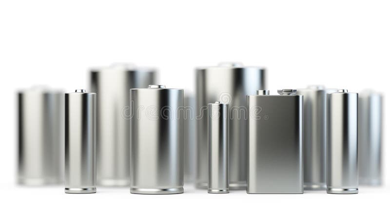 Several Batteries in Perspective View with Depth of Field Stock ...