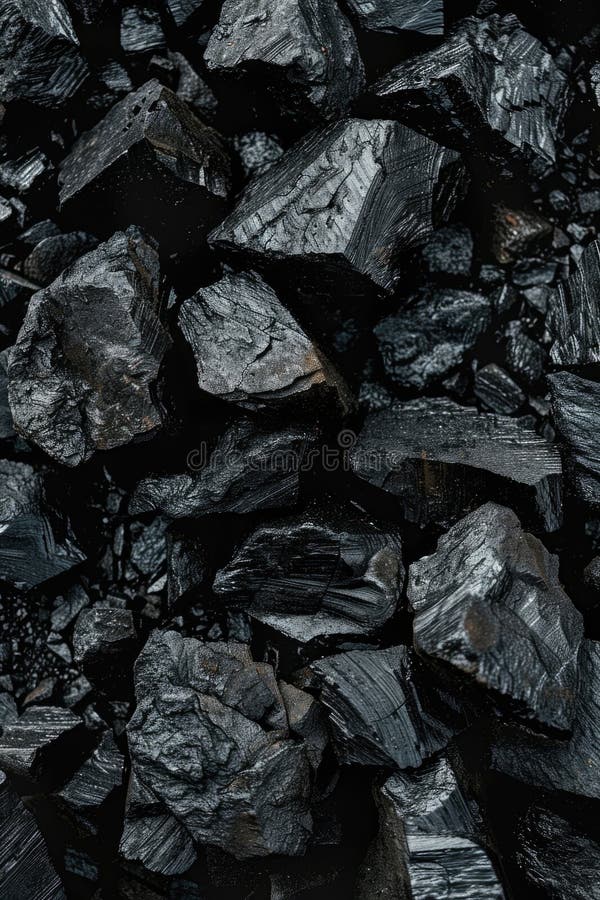 Several Black Coal Piles Stacked Together, Often Used in Industrial or ...