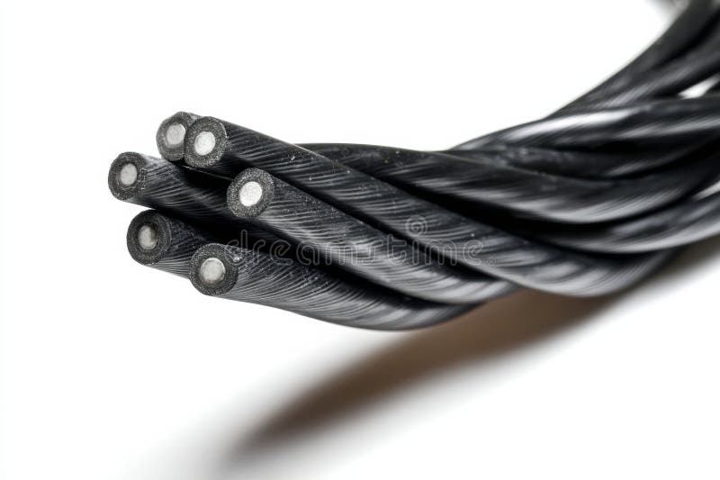 Close Up View of Black Electrical Cables Showcasing Multiple Strands ...