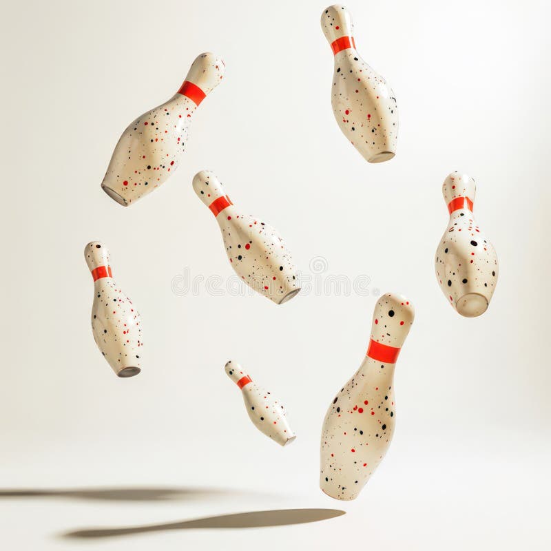 Several Bowling Pins Flying Around Isolated on White Created with ...