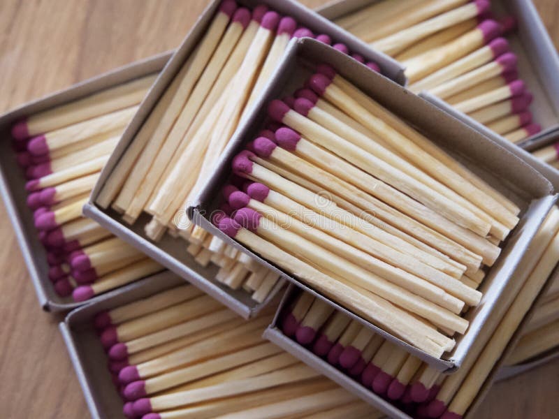 Several Boxes Filled with Matches, a Close-up Shot. Matchboxes Stock ...