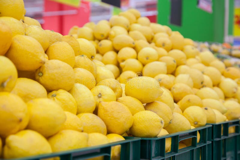 Several Boxes of Lemons in the Store. Stock Photo - Image of objects ...