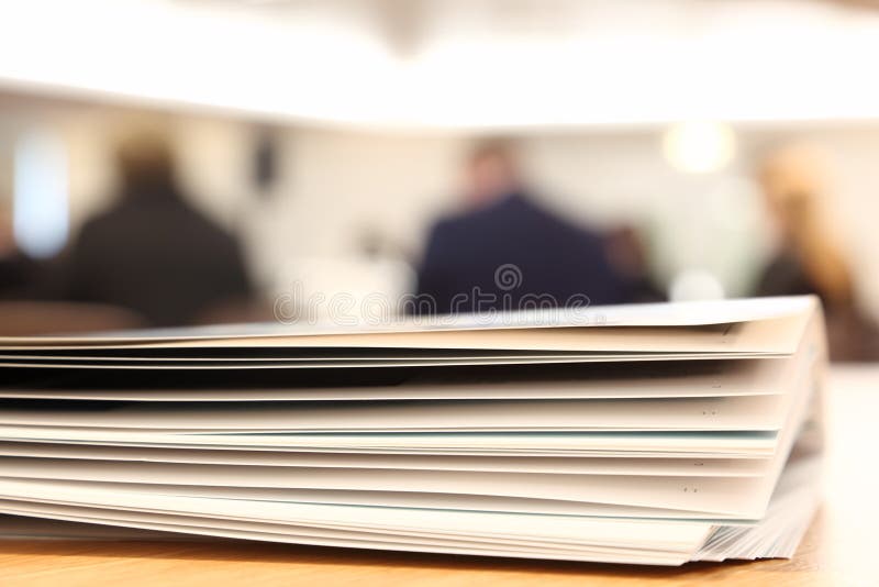 Several Brochures on Light Table Stock Photo - Image of magazines, book ...