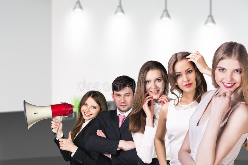 Several Business People Stand in the Hall Stock Image - Image of ...