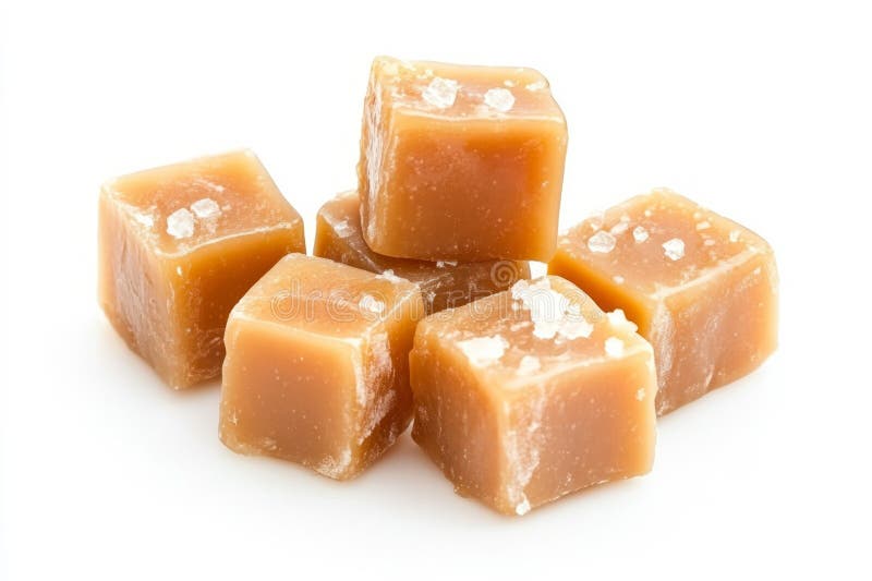 Caramel Candy Cubes on Solid White Background. AI Generated Stock Image ...