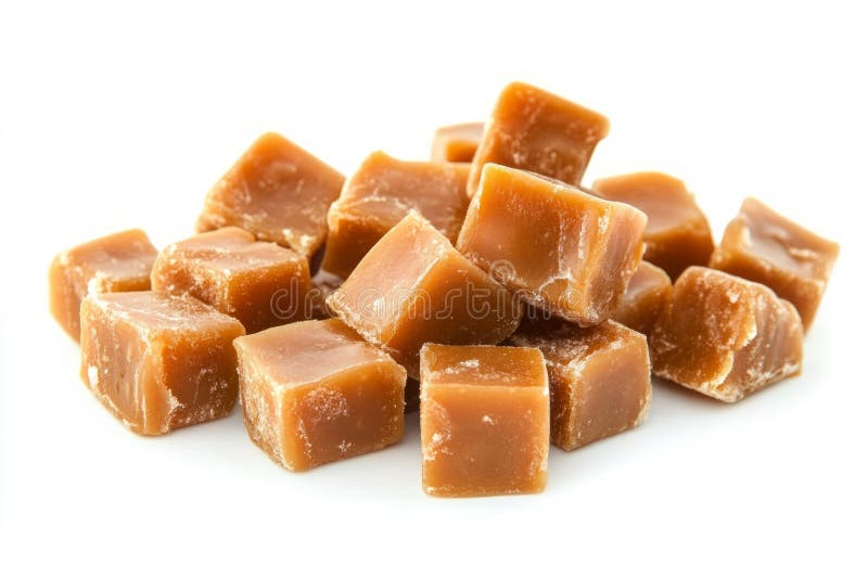Caramel Candy Cubes on Solid White Background. AI Generated Stock Photo ...