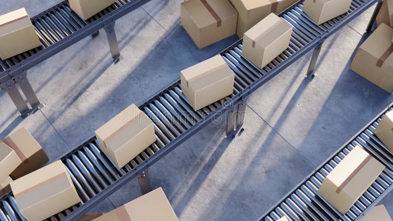 Carton Boxes on Conveyor System 3d Loop Animation Stock Footage - Video ...