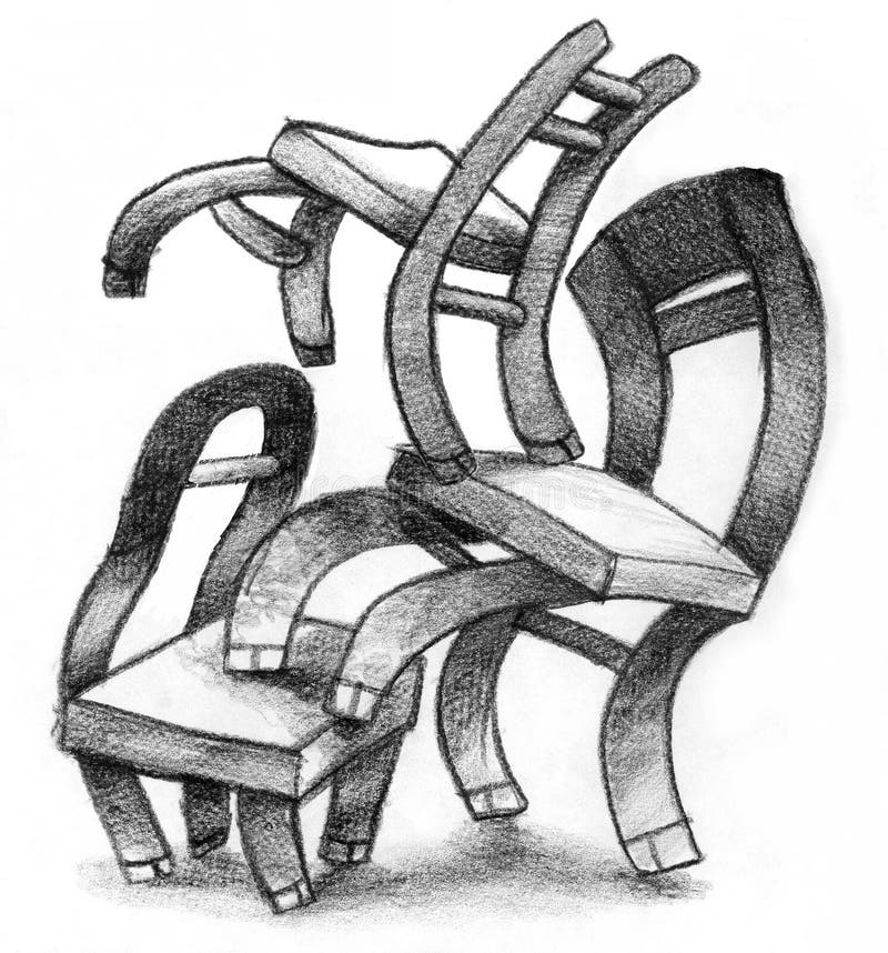 Several Chairs in Stack Symbolism Stock Illustration - Illustration of ...
