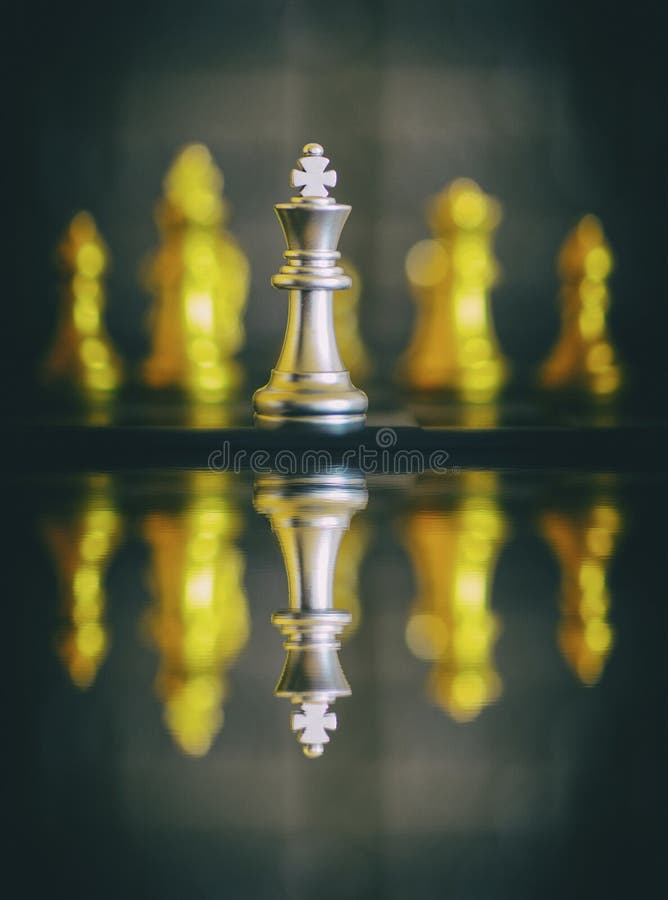Several Chess Pieces and Their Reflection in the Water Stock Photo ...