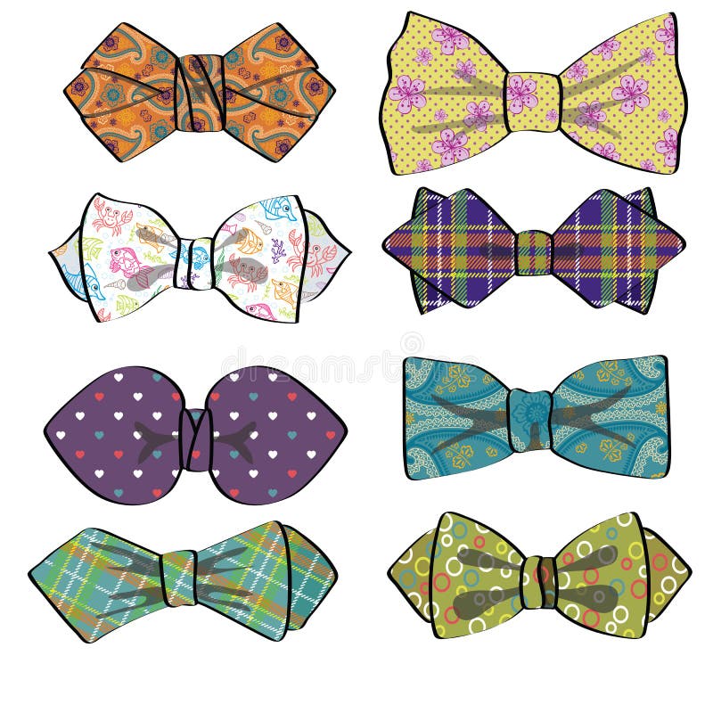 Several Colored Bow Tie with Simple Pattern Stock Vector - Illustration ...