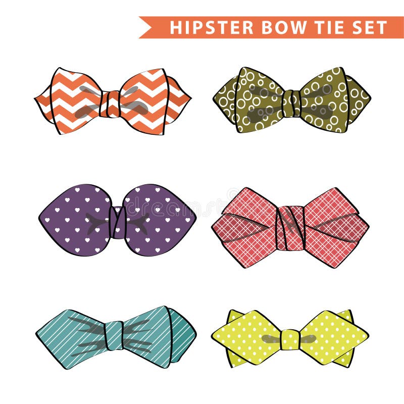 Several Colored Bow Tie with Simple Pattern.Set Stock Vector ...