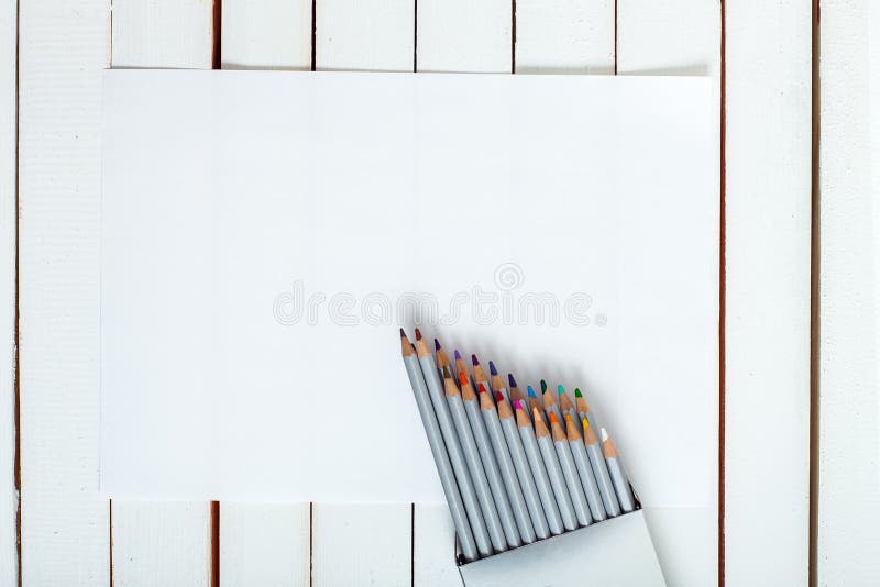 Several Colored Pencils on the Paper. Stock Photo - Image of wooden ...