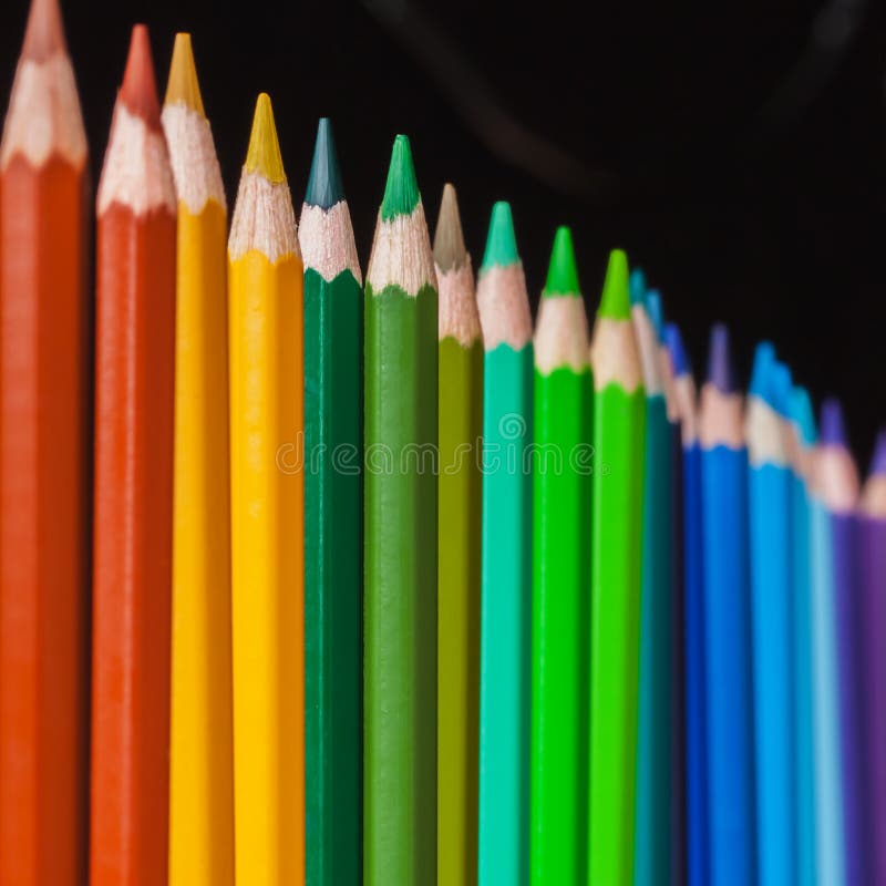 Several Colored Pencils Standing Dark Background Stock Photos - Free ...