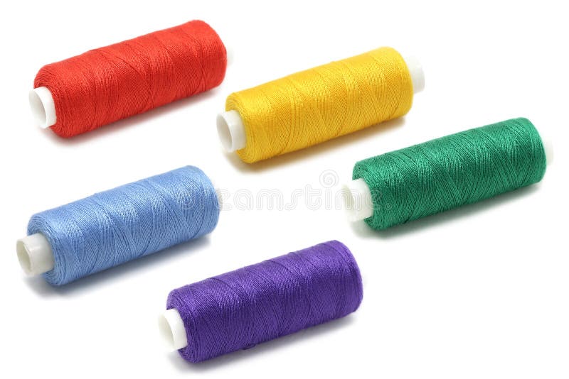 Several Colored Spools of Thread Stock Photo - Image of yellow, white ...