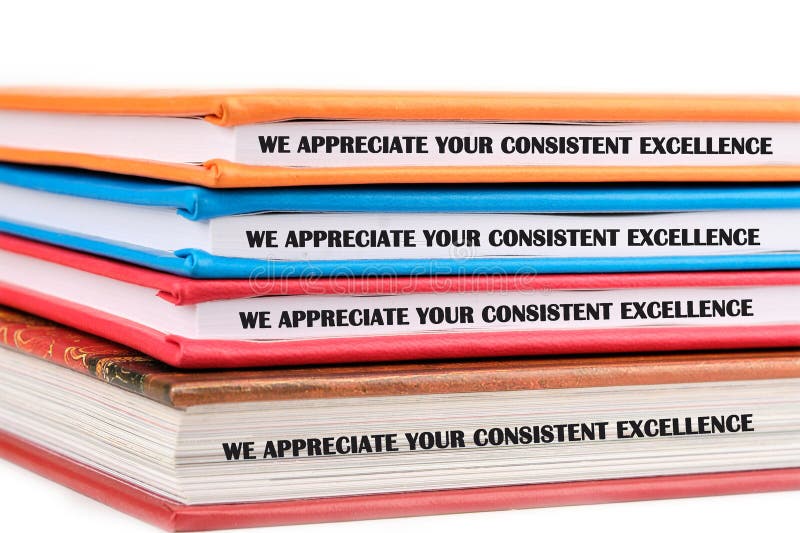 Several Colorful Binders Stacked Neatly on a Surface, Each Praising ...