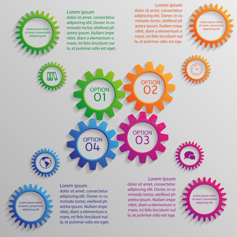 Several Colorful Gears of Infographic Stock Vector - Illustration of ...