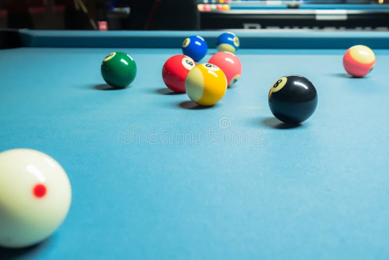 Several Colorful Pool Balls on the Pool Table Stock Image - Image of ...