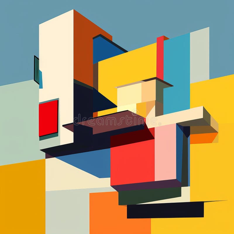 Minimalist Post-impressionism Image Inspired by Bauhaus Movement Stock ...