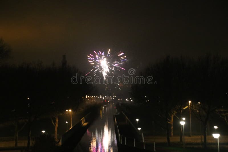 Several Colors of Firework Exploding in the Sky in Nieuwerkerk Aan Den ...