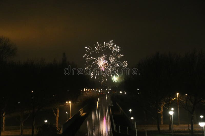 Several Colors of Firework Exploding in the Sky in Nieuwerkerk Aan Den ...