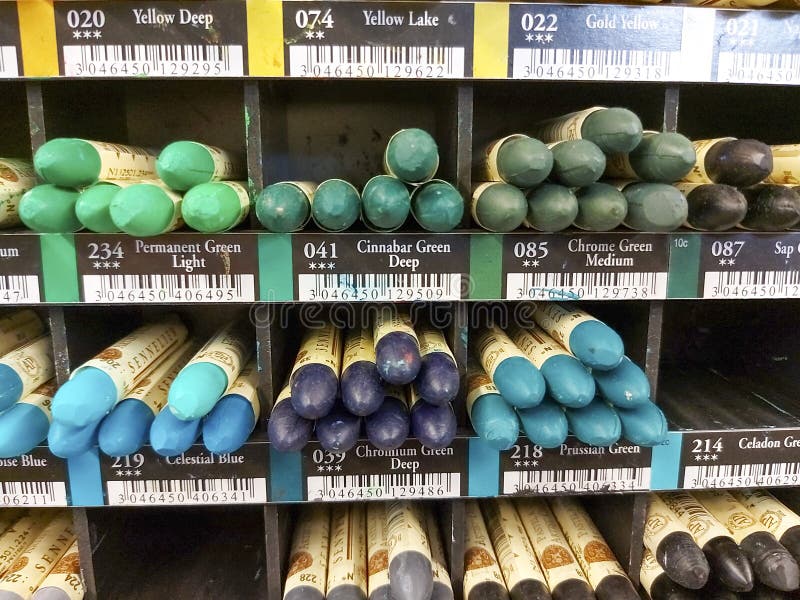 Several Colours of Crayons in a Shop for Artists in the Hague Editorial ...