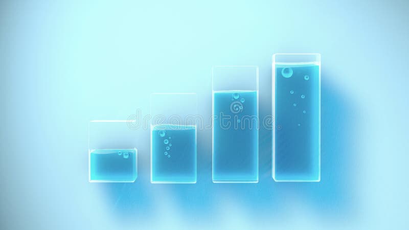 Several Containers with Different Liquid Levels. 3D Rendering Stock ...