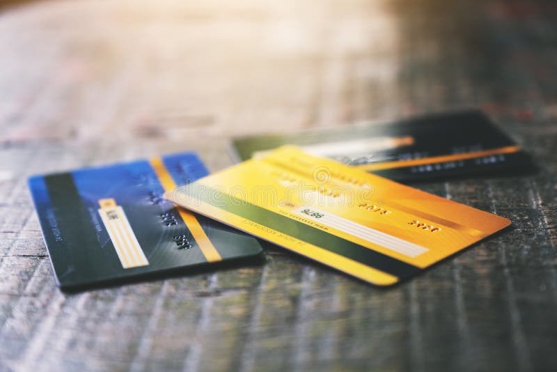Several Credit Cards on the Table Stock Image - Image of cardholder ...