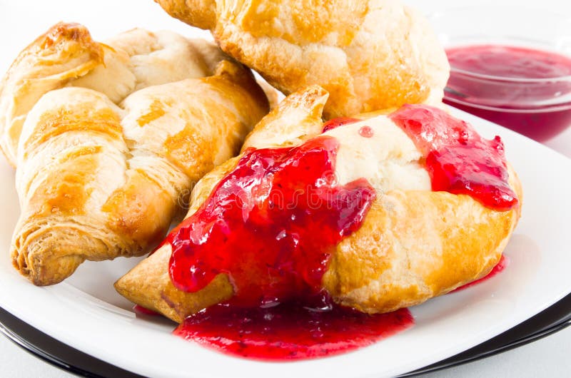 Several Croissants with Strawberry Jam Stock Photo - Image of sweet ...