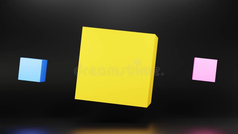 Several Cubes of Different Colors Spinning in the Air. Bright ...