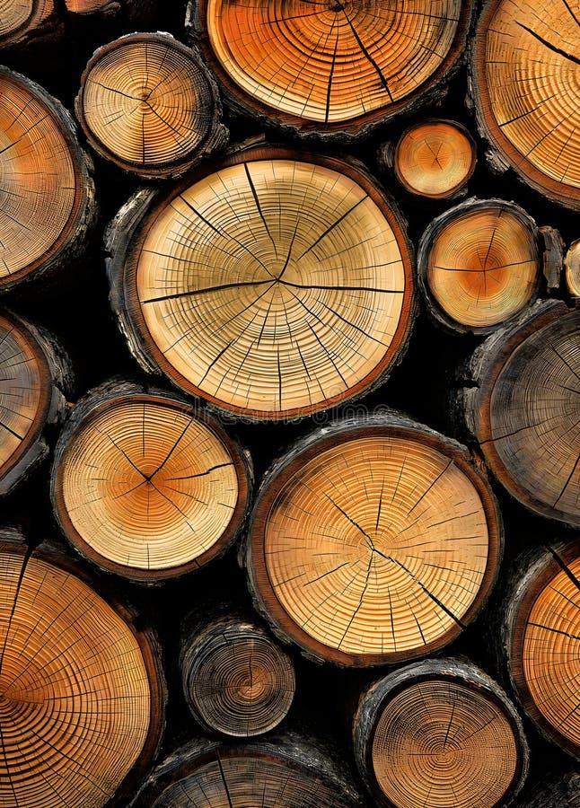 Several Cut Trees in Section, Stumps, Logs Stock Illustration ...