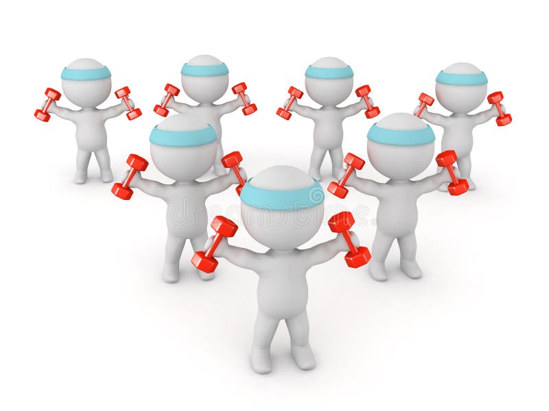 Several 3D Characters Working Out with Weights Stock Illustration ...