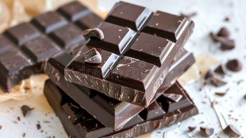 Several Dark Chocolate Bars Stacked on Top of Each Other. the Chocolate ...