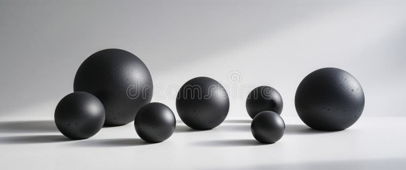 Several Dark Round Objects Arranged White Surface Stock Photos - Free ...