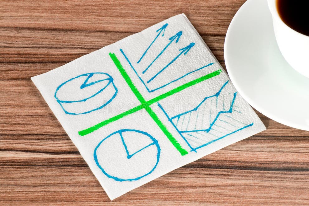 Several Diagrams on a Napkin Stock Image - Image of paper, graph: 25733791