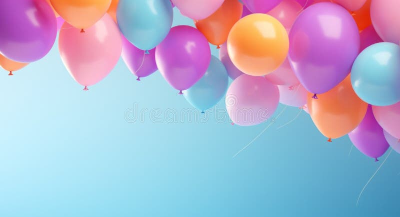 Several Different Colored Balloons in a Blue Background Stock Image ...