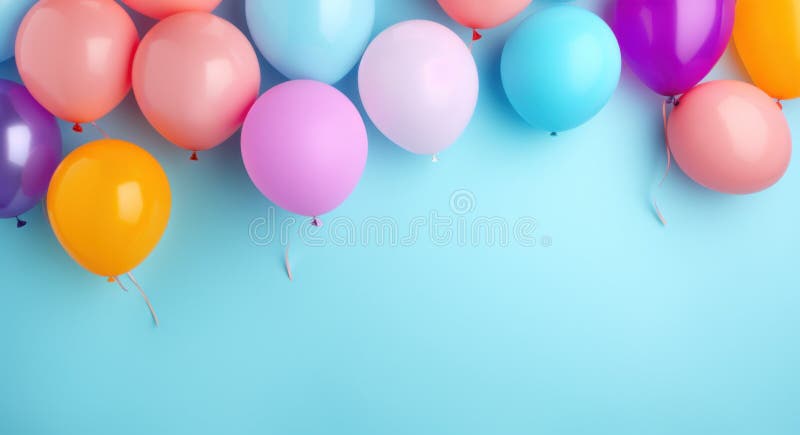 Several Different Colored Balloons in a Blue Background Stock Photo ...