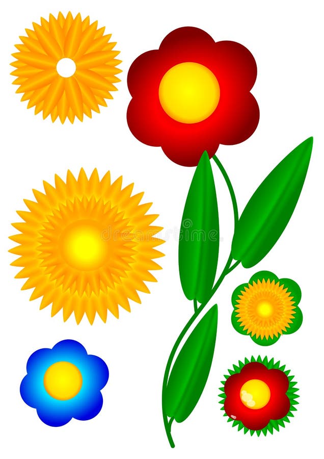 Several Different Colored Flowers Stock Illustration - Illustration of ...