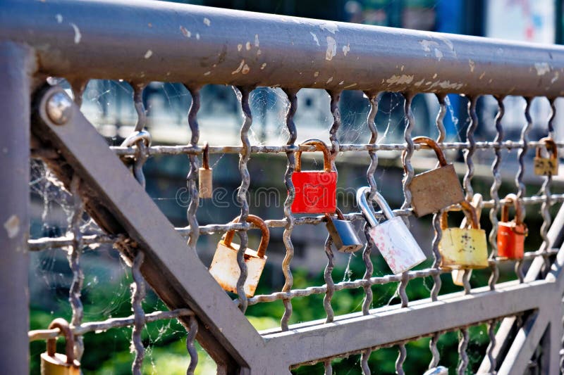 Several Different Locks are Attached To the Metal Fence on the Lovers ...