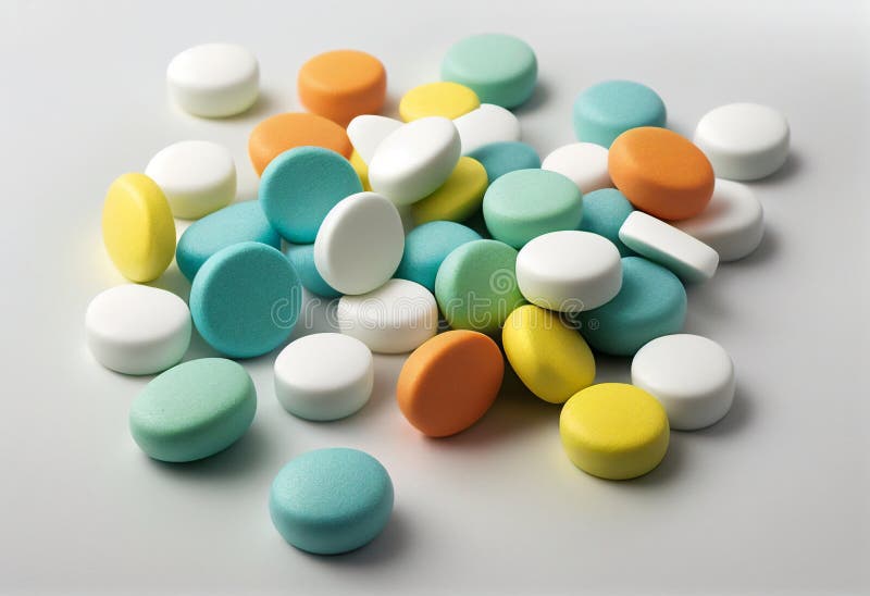 Several Different Pills Lie on the Table. AI Genarated Stock ...