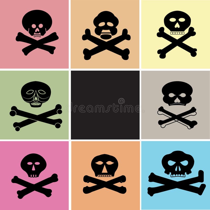 Several Types of Skull and Crossbones Stock Vector - Illustration of ...