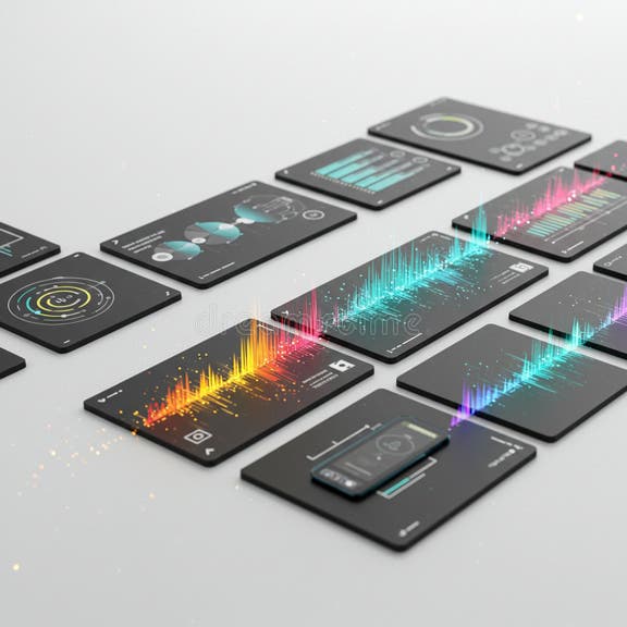 Several Digital Screens Display Vibrant Data Visualizations, Including ...