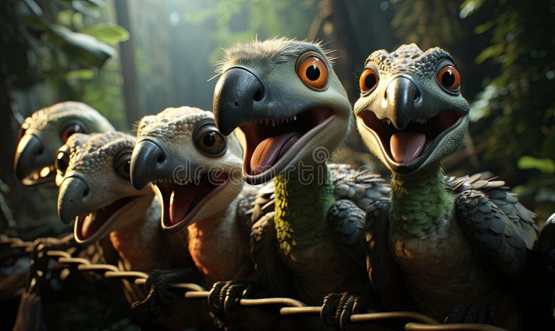 Group of Dinosaurs Standing Together Stock Photo - Image of history ...