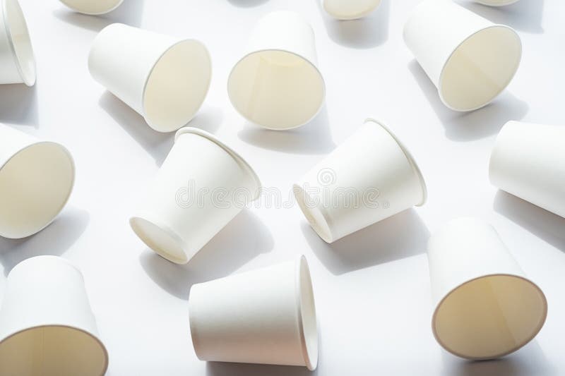 Several Disposable White Paper Cups. Mock Up To Go Coffee Cups with ...