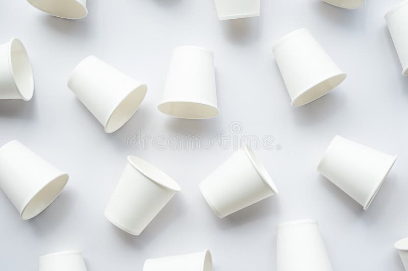 Several Disposable White Paper Cups. Mock Up To Go Coffee Cups with ...